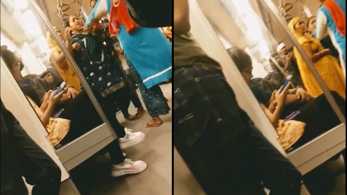 Women fight for space to stand in Delhi metro; video goes viral