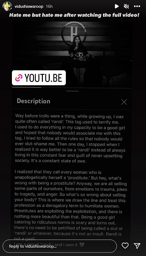 Prostitution is a 'cool profession': Comedian Vidushi Swaroop's remark ...