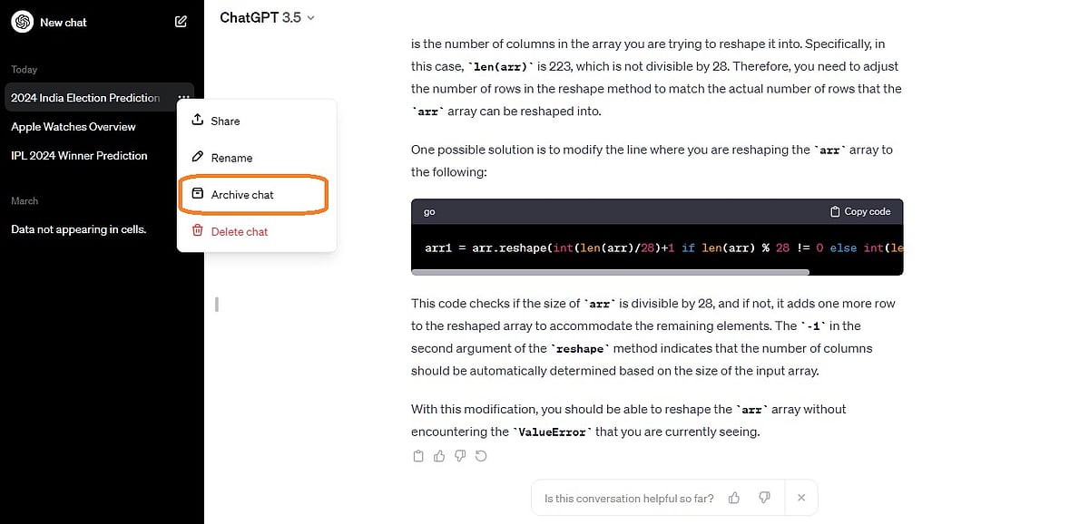 ChatGPT gets 'Archive chat' feature; here's how it works