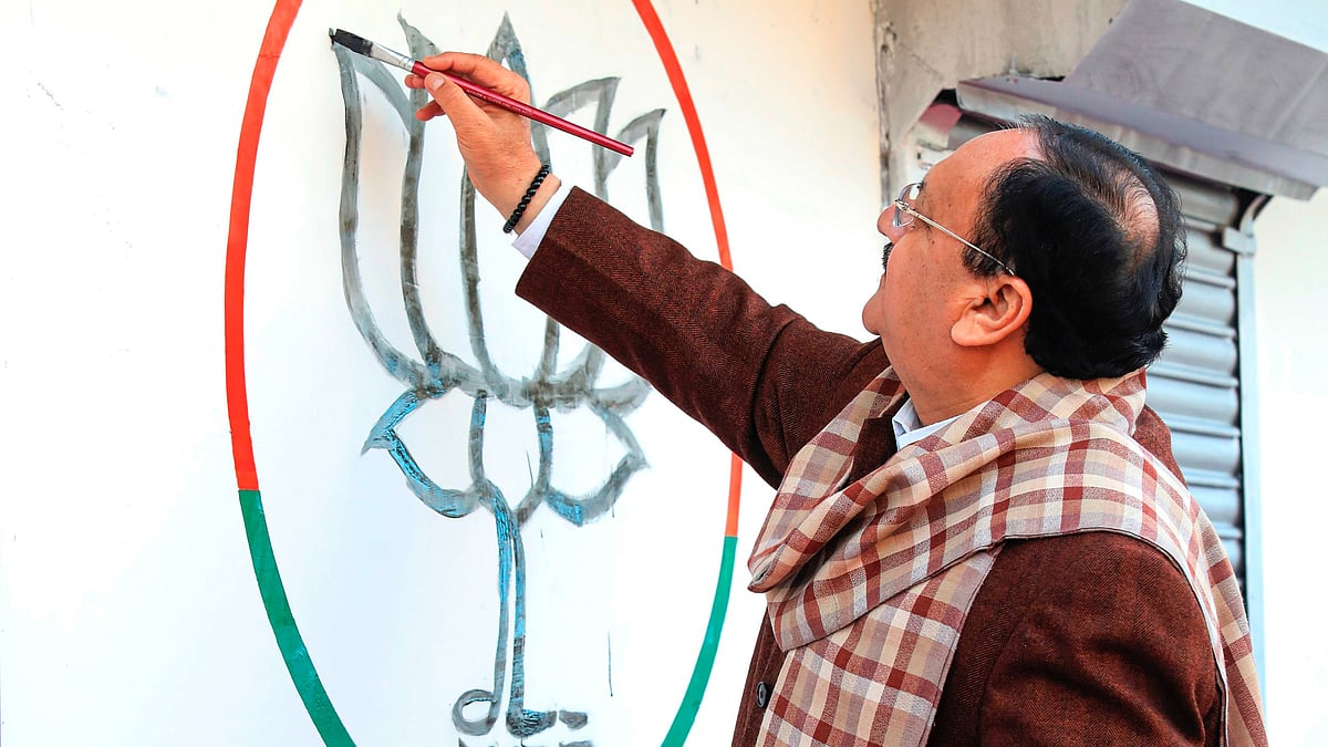 J P Nadda launches BJP's wall-writing campaign for Lok Sabha polls