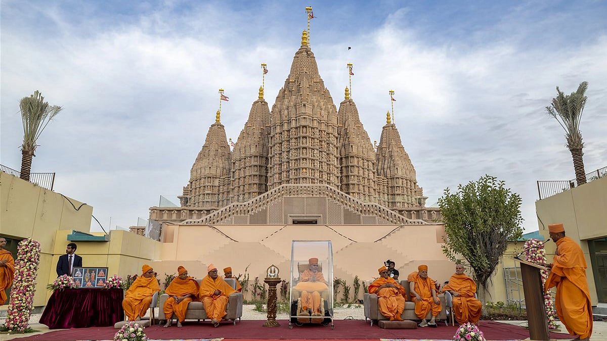 BAPS temple in Abu Dhabi incorporates elements of UAE in its architecture