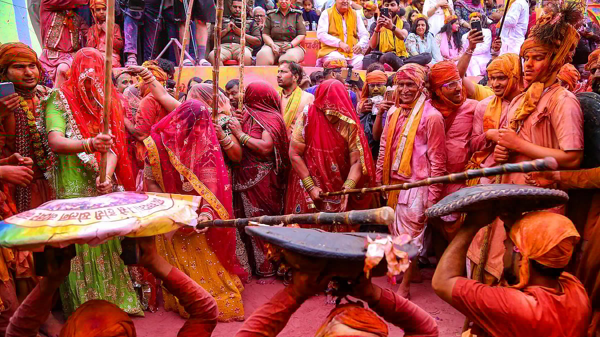 Mathura celebrated Lathmar Holi with great zeal; See Pics