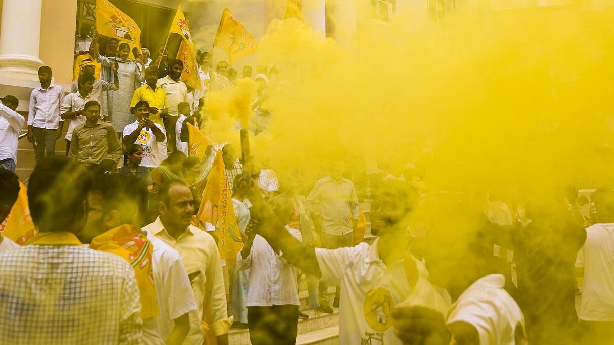 TDP supporters celebrate as early trends suggest a landslide victory