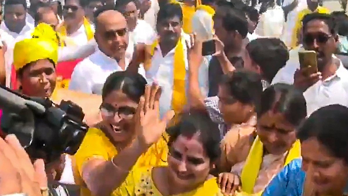 TDP supporters celebrate as early trends suggest a landslide victory