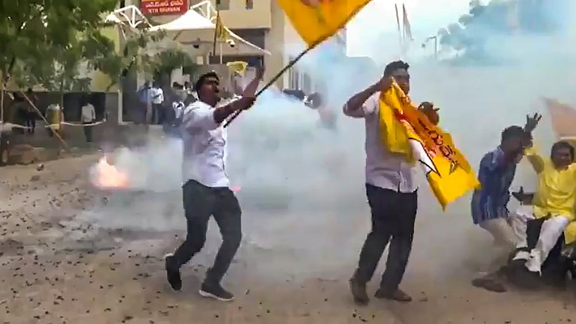 TDP supporters celebrate as early trends suggest a landslide victory