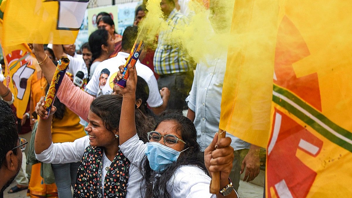 TDP supporters celebrate as early trends suggest a landslide victory