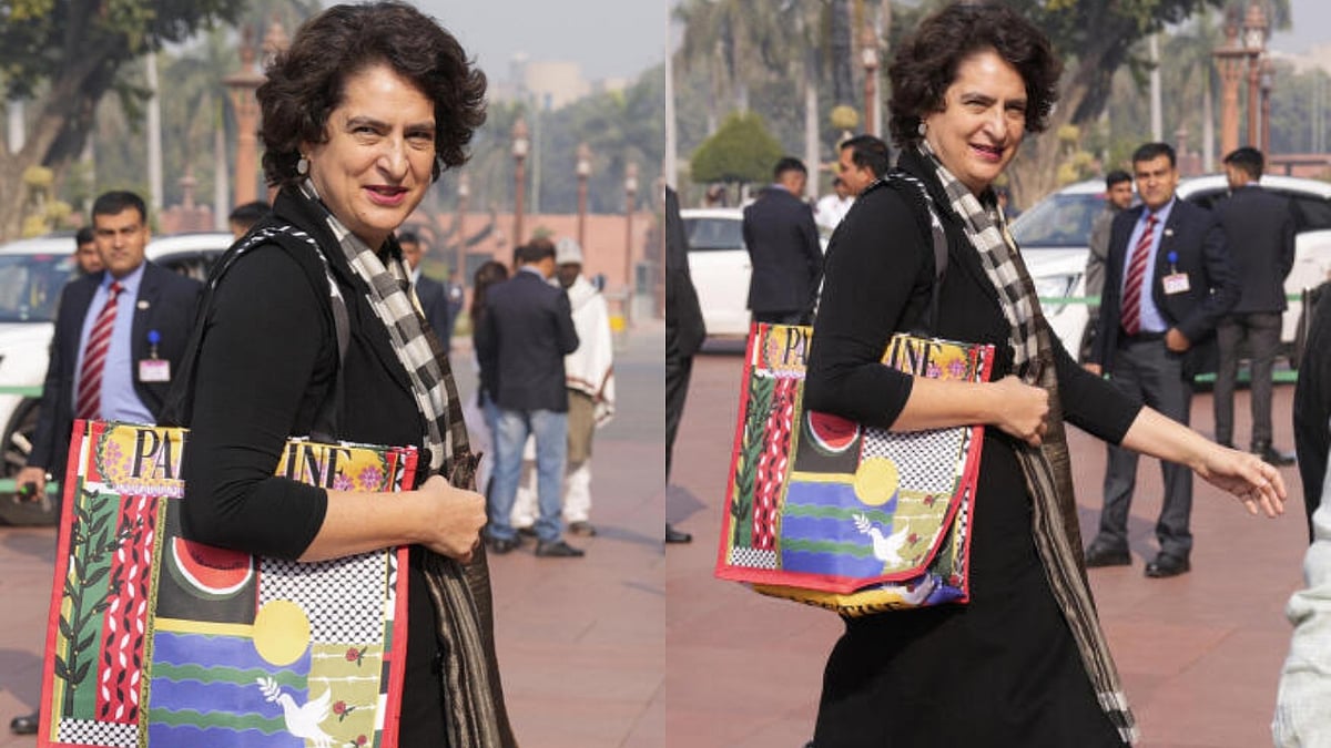 In solidarity with Palestinians, Priyanka Gandhi carries bag emblazoned ...