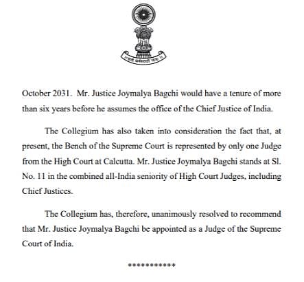 Justice Bagchi SC Appointment: Collegium recommends Justice Bagchi as SC judge; in line to be ...