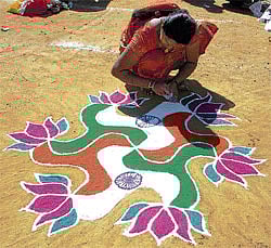 Masterpieces in rangoli add colour to Sankranti