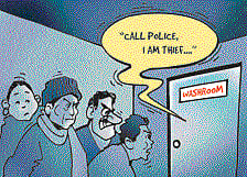 Washroom turns haven for cornered thief