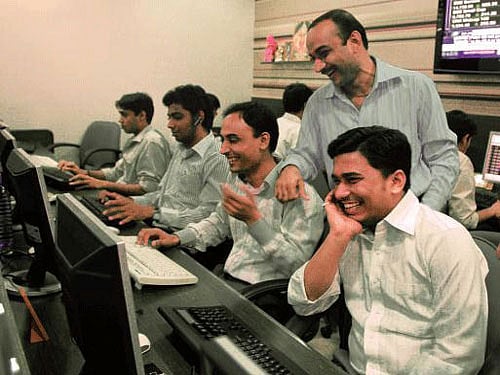 Sensex surges 200 pts; logs 6th straight rise on monsoon cheer