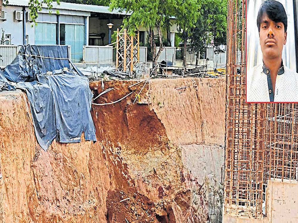 Worker buried alive as mud wall collapses at building site