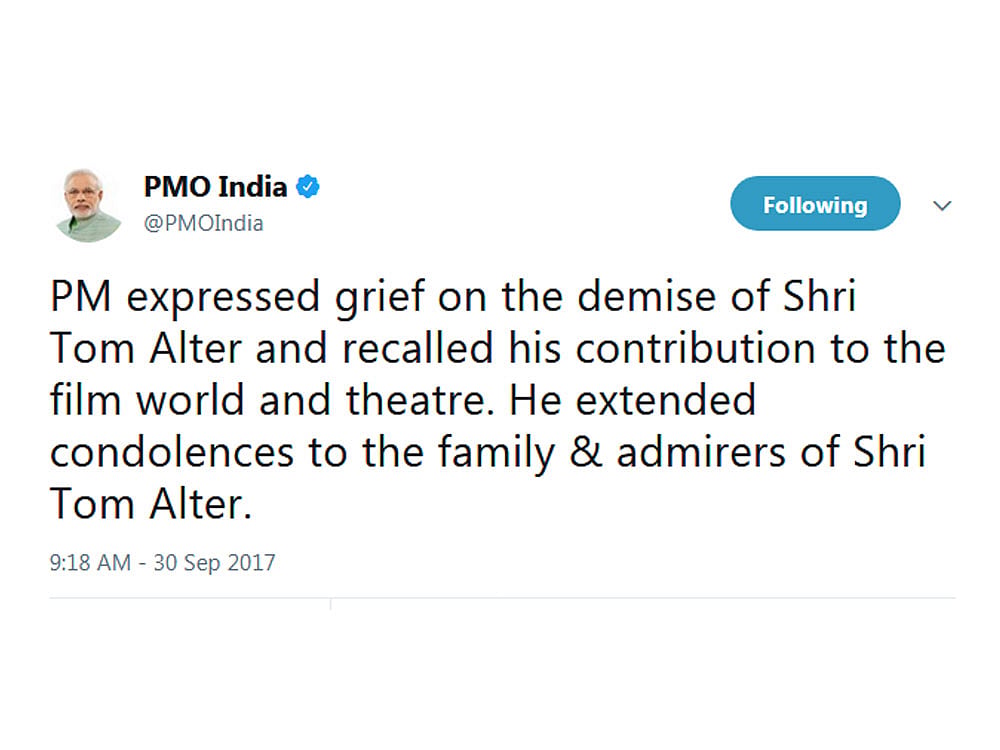 PM expresses grief on Tom Alter's death