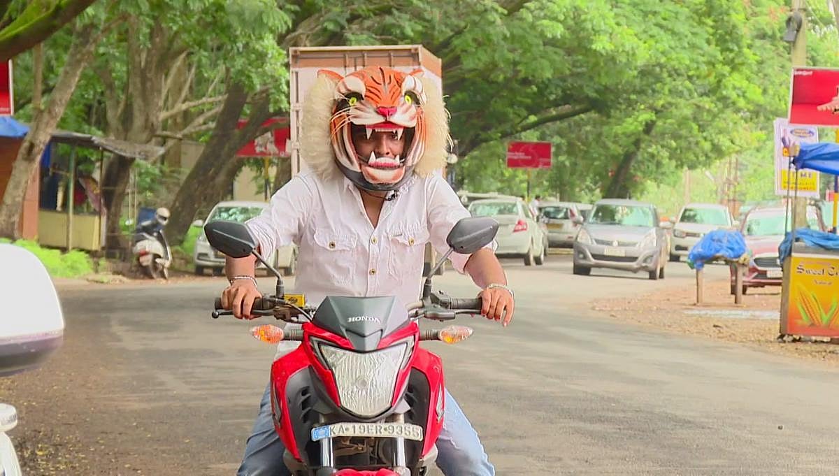 Helmet on the lines of Hulivesha