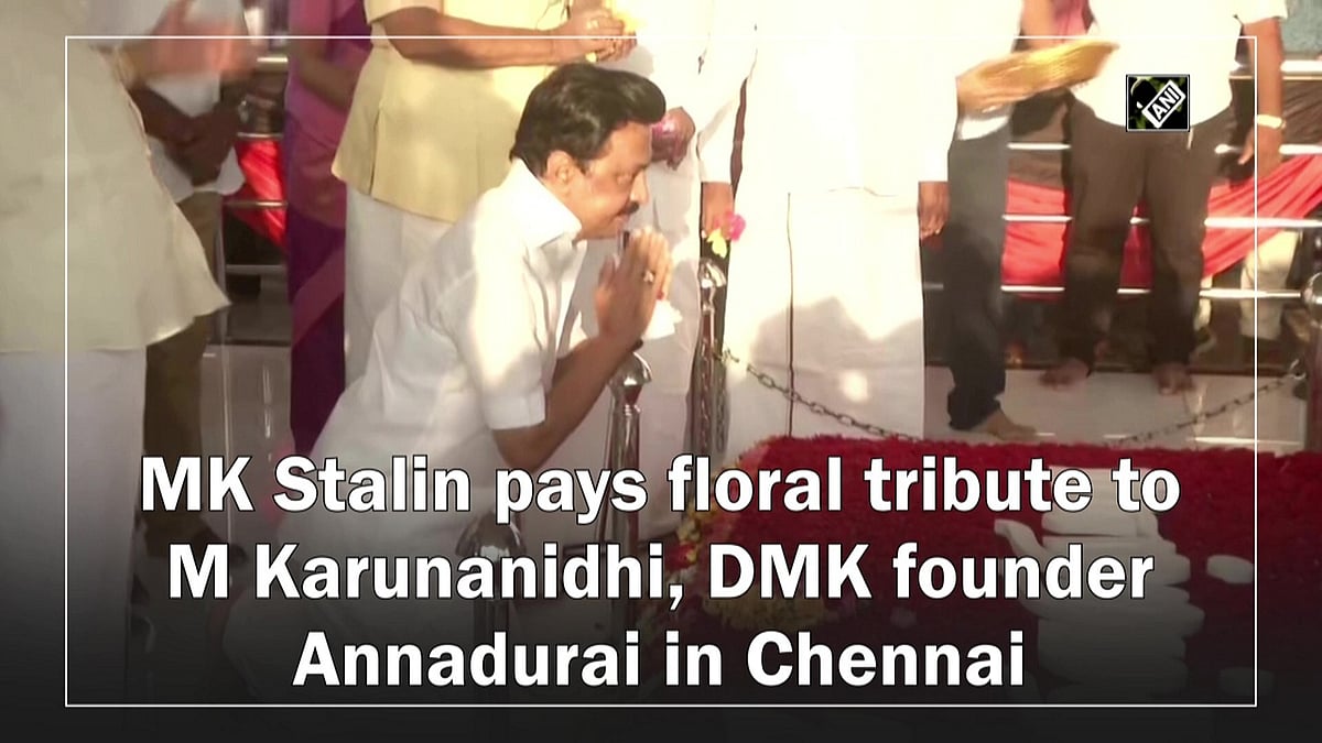 MK Stalin pays floral tribute to M Karunanidhi, DMK founder Annadurai ...