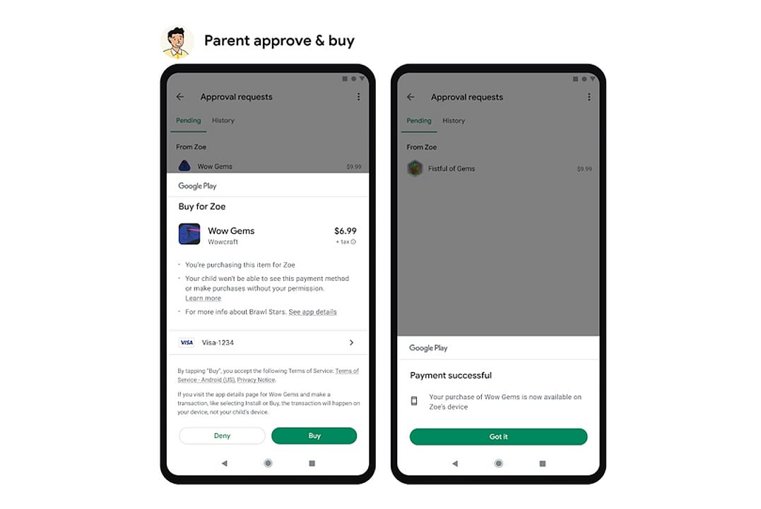 Google Play Store to allow children send purchase request to parents