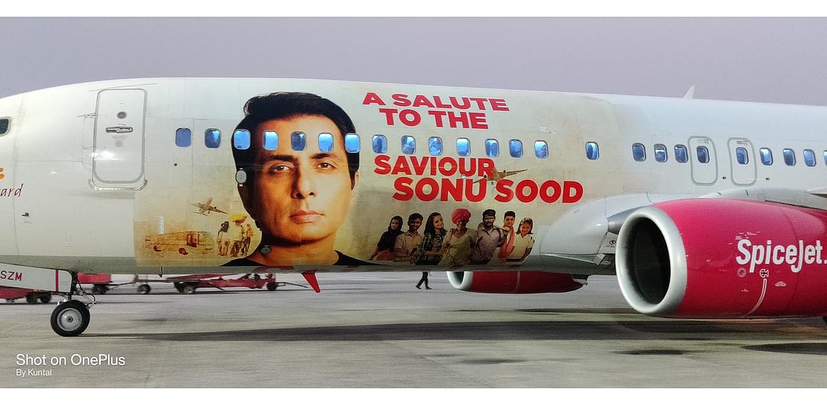 SpiceJet unveils special livery with Sonu Sood's image wrapped on one ...