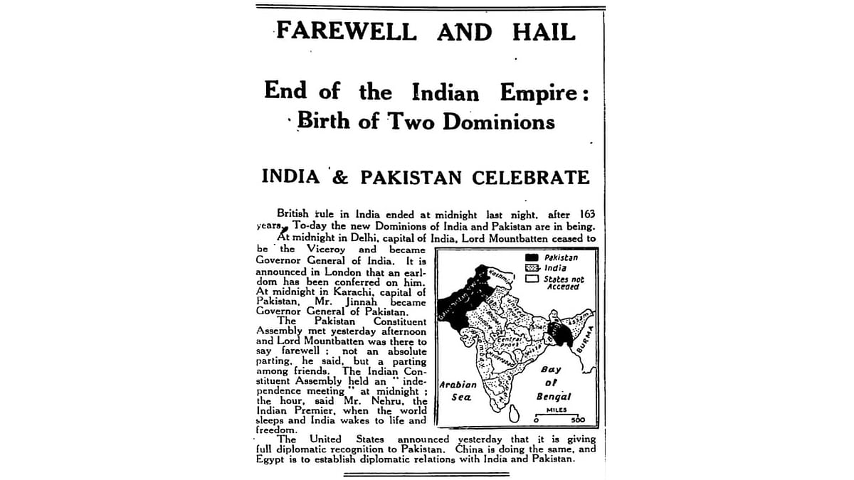 Looking back at newspaper headlines on August 15, 1947