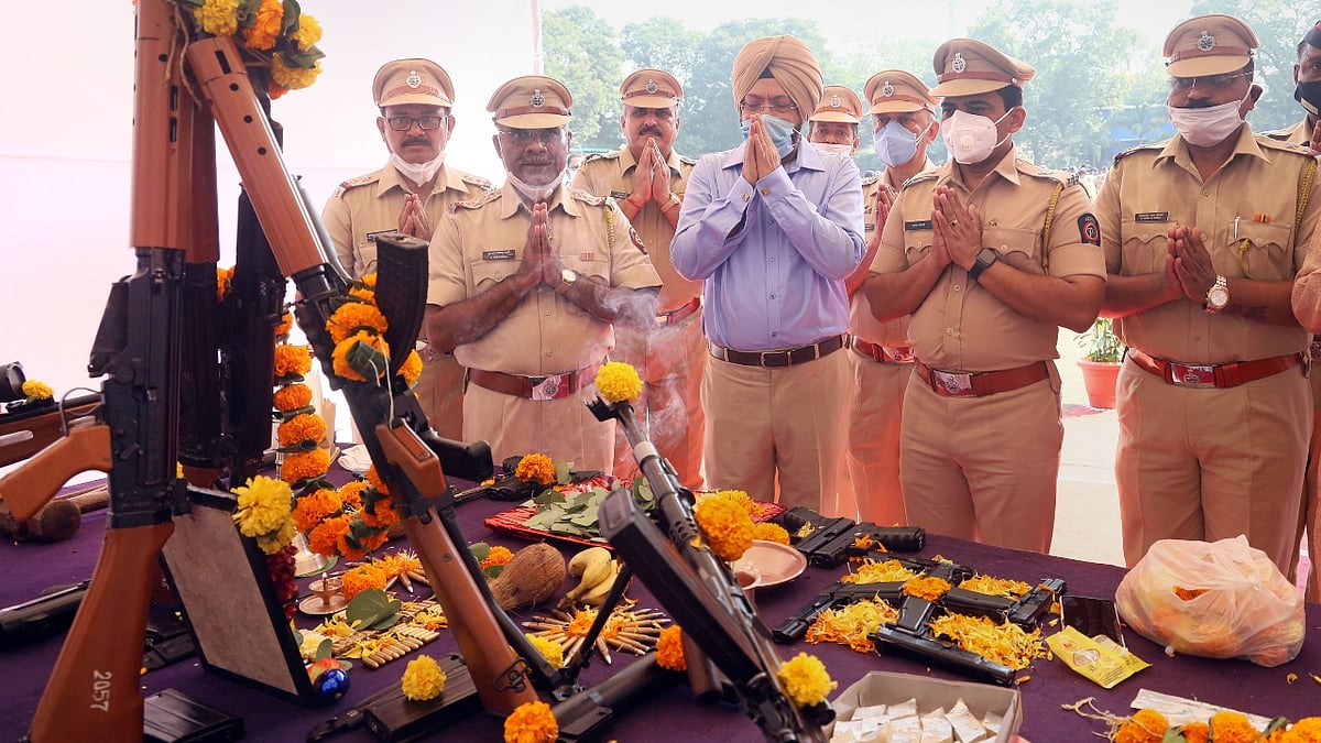 Police, Army men perform Shastra Puja on Vijaya Dashami; see pics