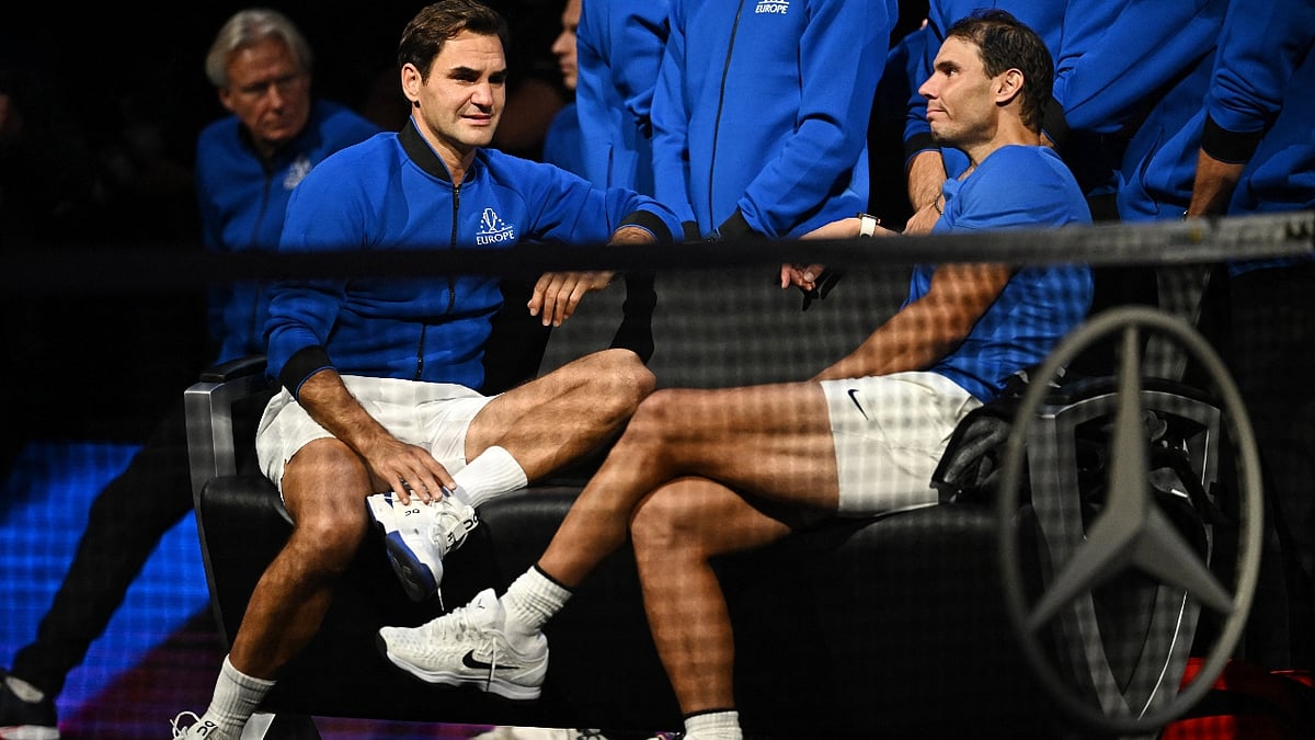 Pics of Rafael Nadal crying at Roger Federer's farewell go viral