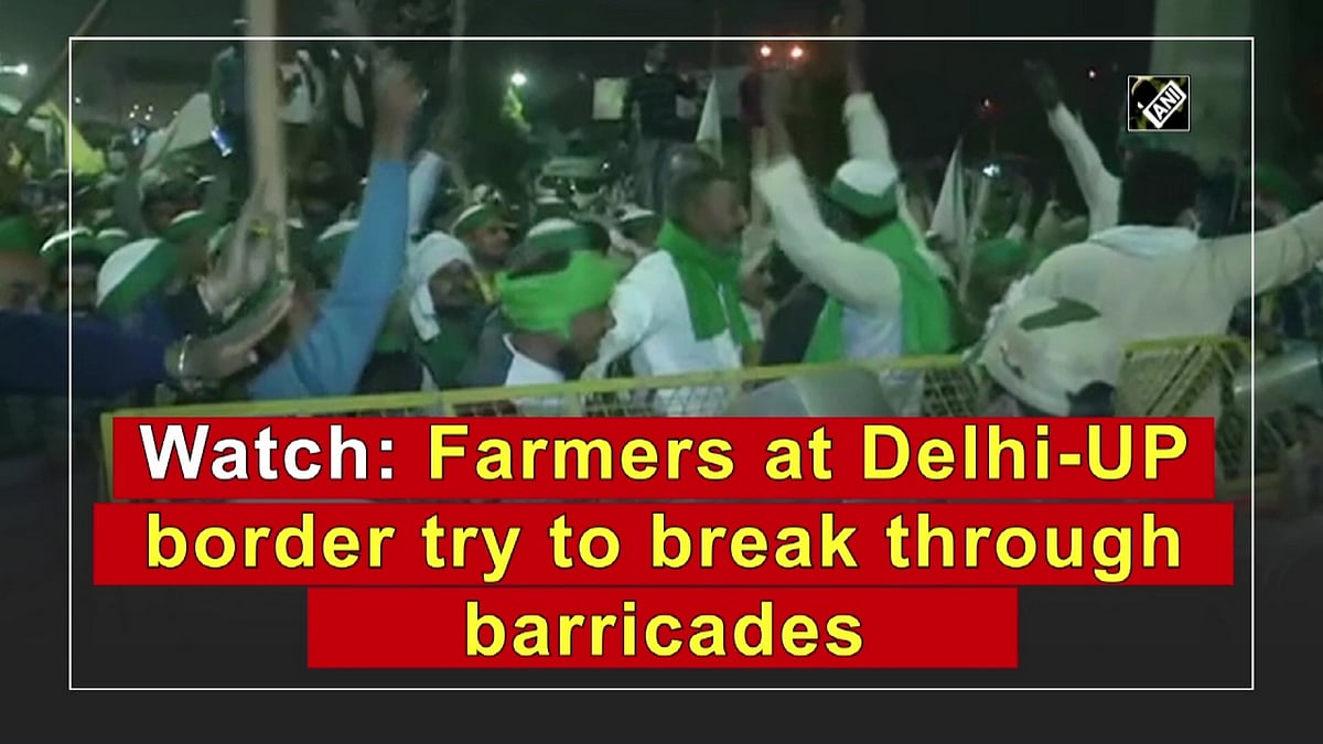 Delhi-UP border: Farmers try to break through barricade